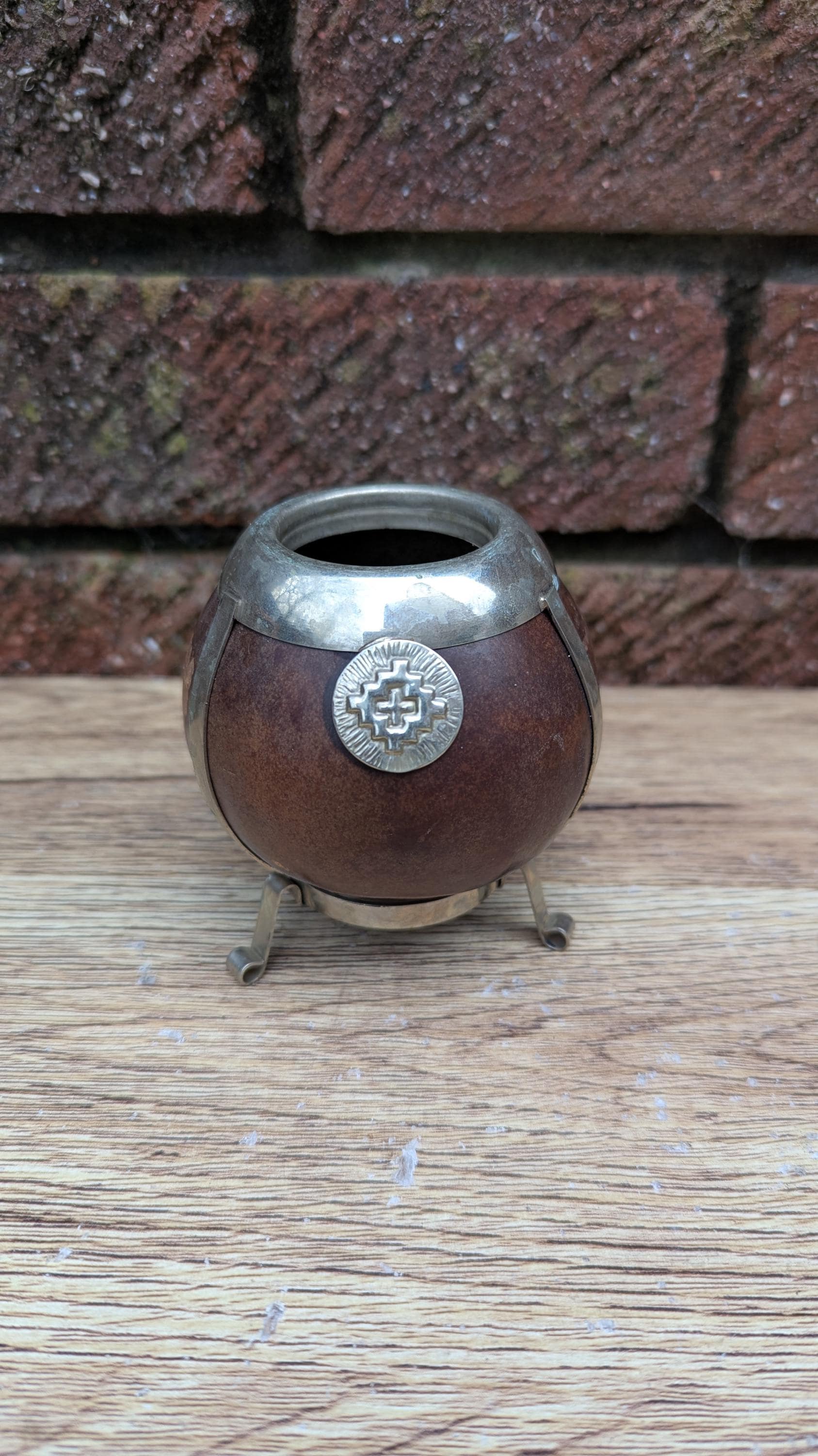 1970 Vintage South American Mate Gourd Calabash With Alpaca Silver ...