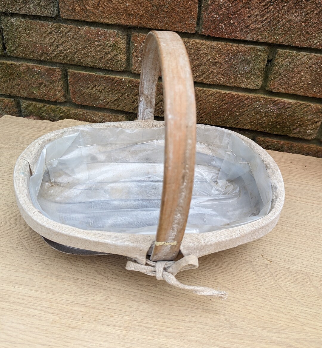 Traditional Wooden Trug Lined and Fabric Covered Gardening Cut Basket ...