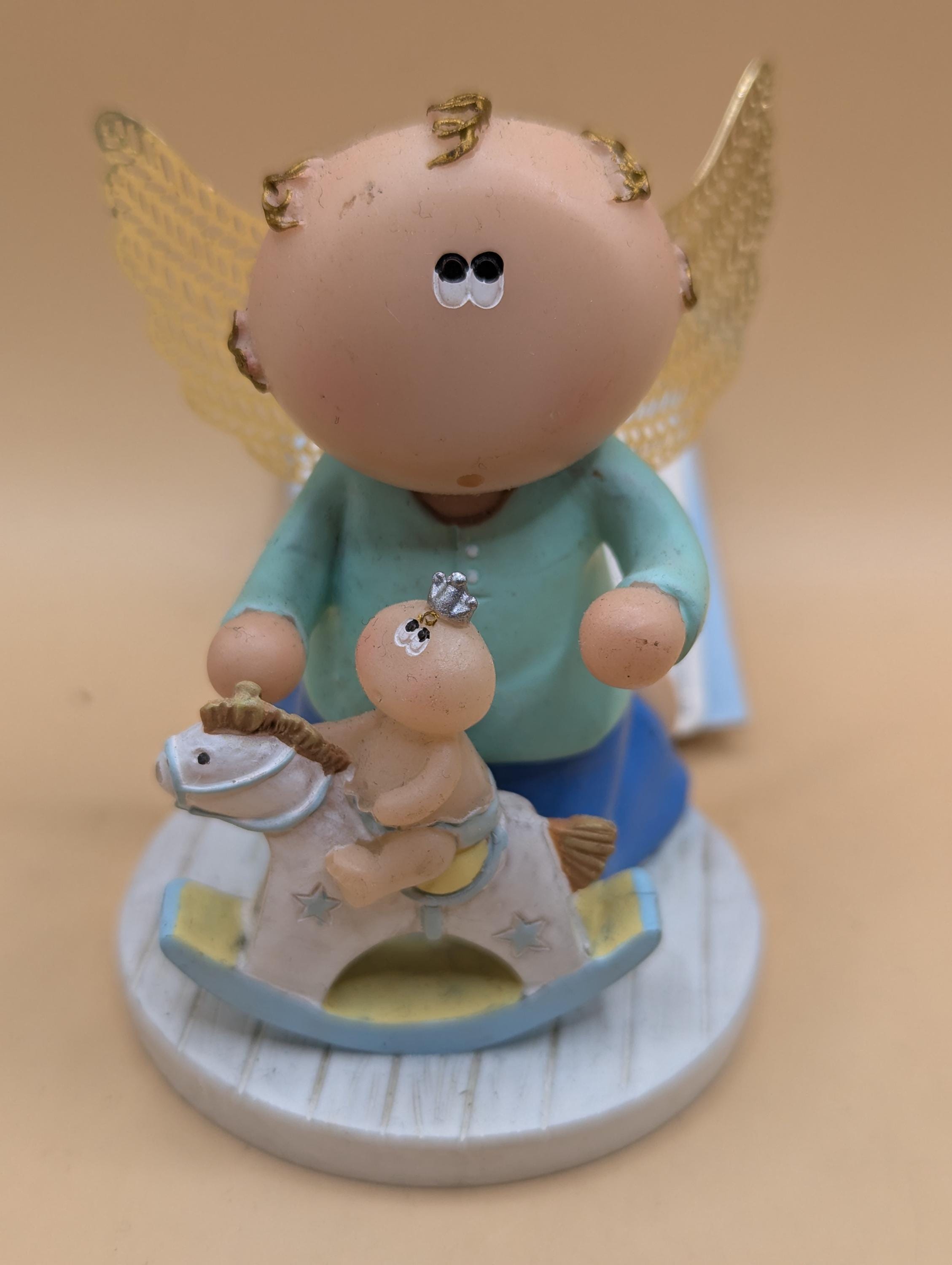 Rare Angel Cheeks Figurine With Rocking Horse With Attached Paperwork ...