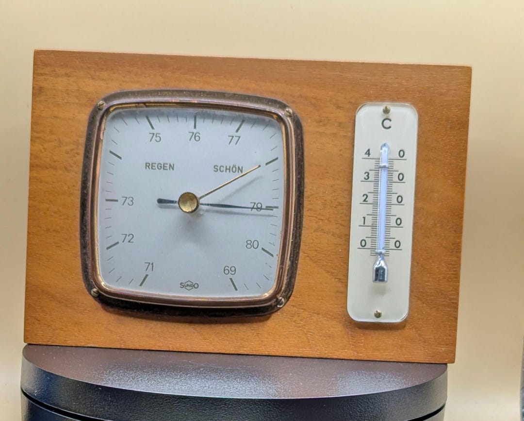 1965 Mid-century Modern SUNDO German Barometer & Thermometer Wall Panel ...