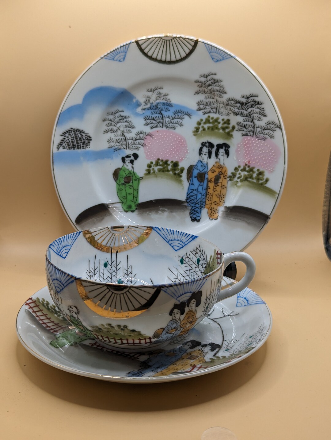 Antique Japan Kutani Meiji Period Hand Painted Egg Shell Porcelain Cup ...