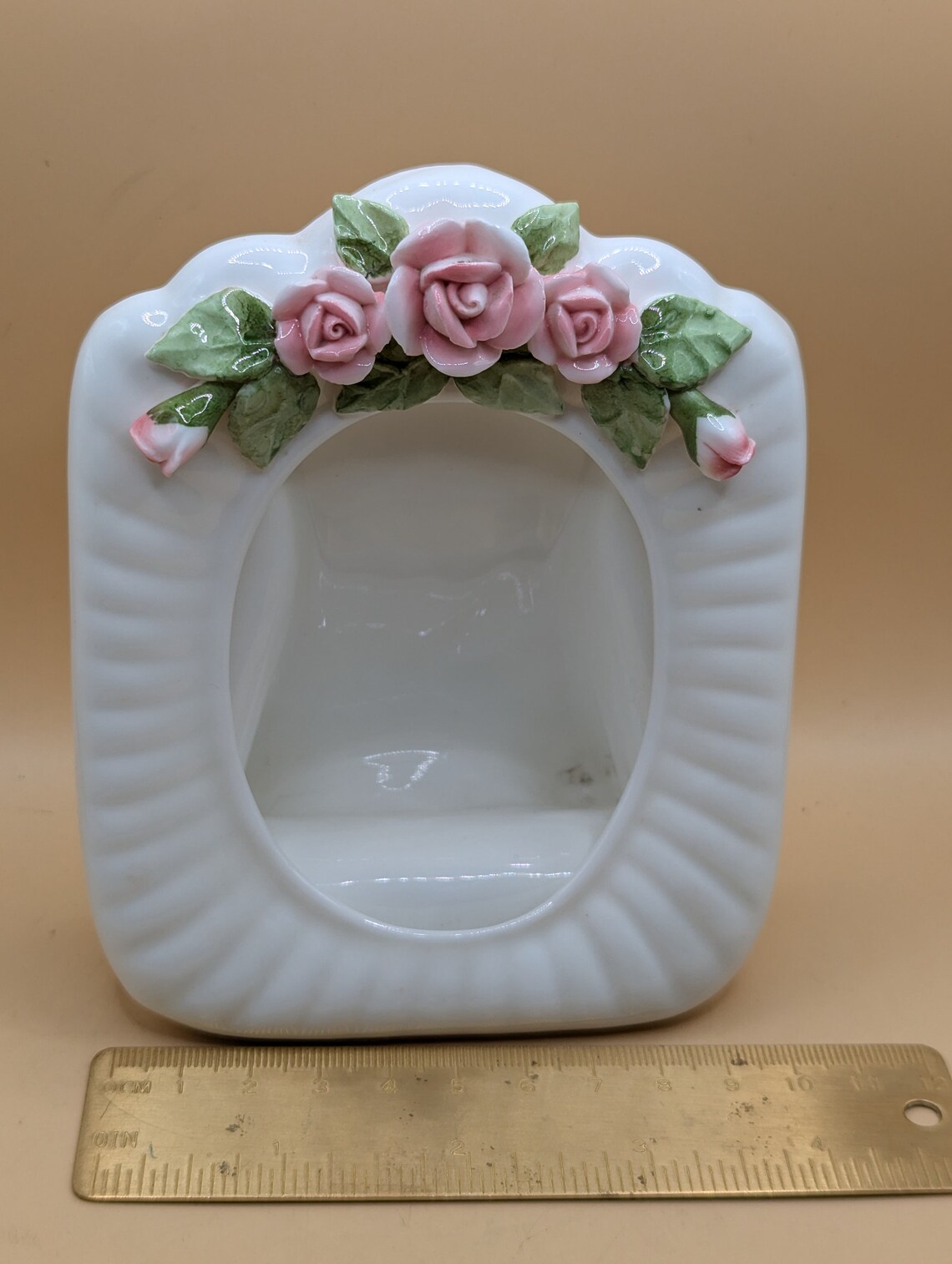 Vintage St Michael Pink Flower Porcelain Picture Frame Farmhouse Rustic ...