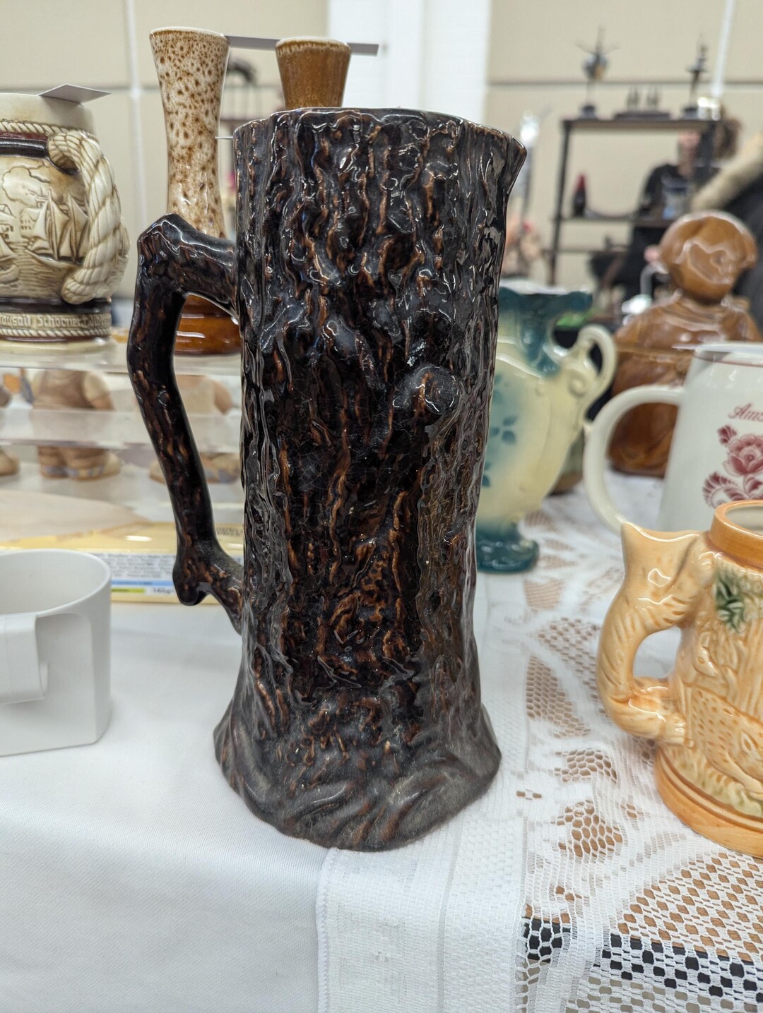 Vintage, Hilarious Tall 12" Tall Tree Trunk Jug, Brown Lustre, Possibly ...