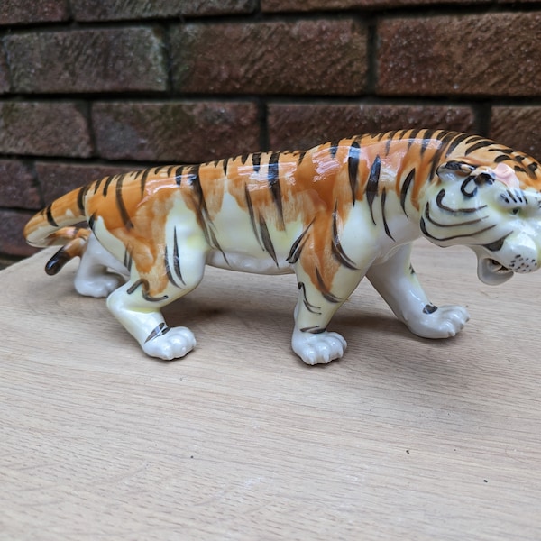 Porcelain Tiger Figurine - Etsy