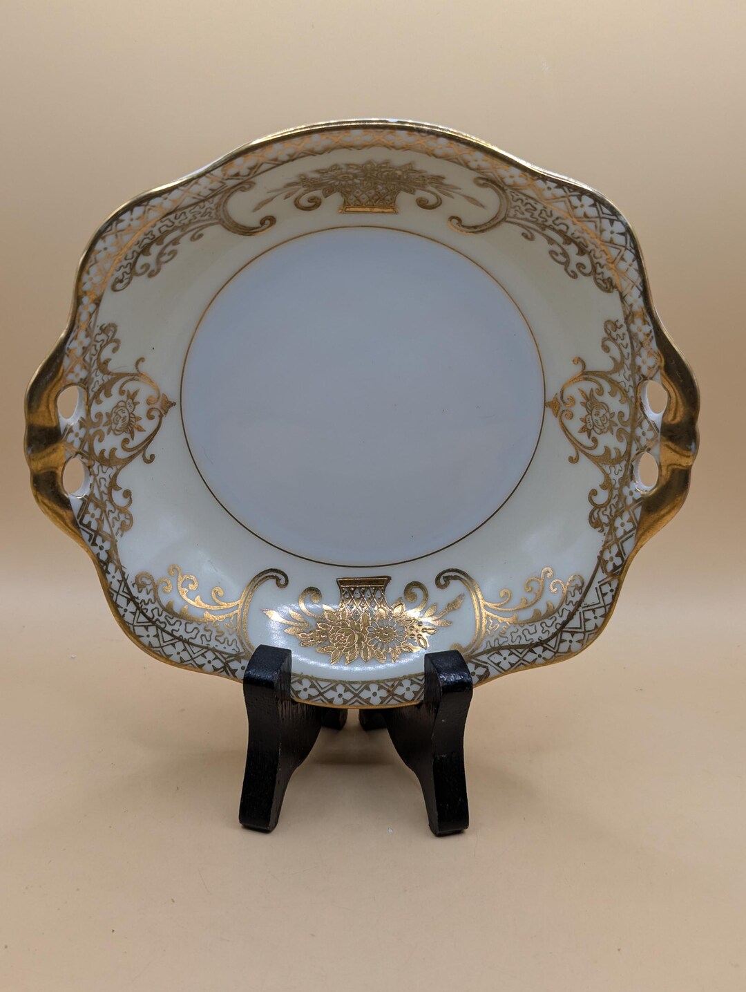 Noritake Gold, Cream Yellow and White Pierced Dessert Bowl, Porcelain ...