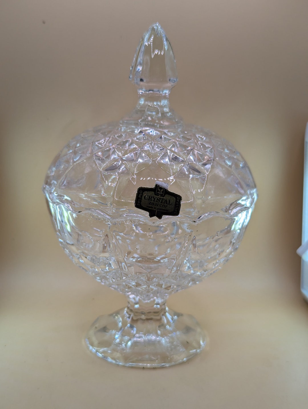 Crystal 24% Lead, Candy Bonbon Dish With Lid Made in Yugoslavia, Heavy ...