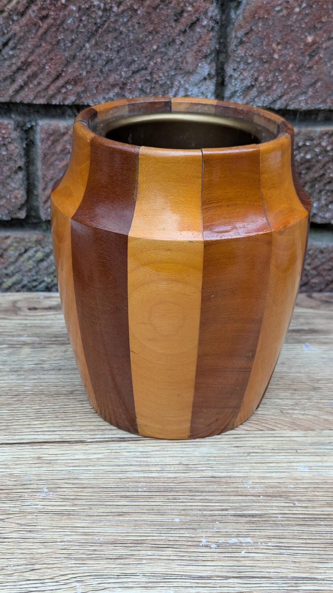 1970s Lancraft England Laminated Wood Vase With Original Liner ...