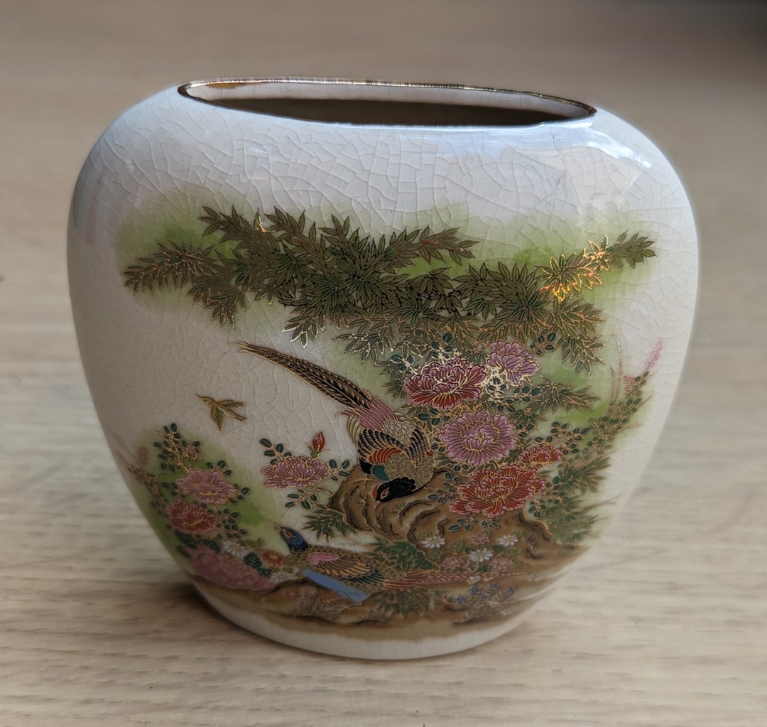 Japanese Vase Flat Oval Vase - Etsy