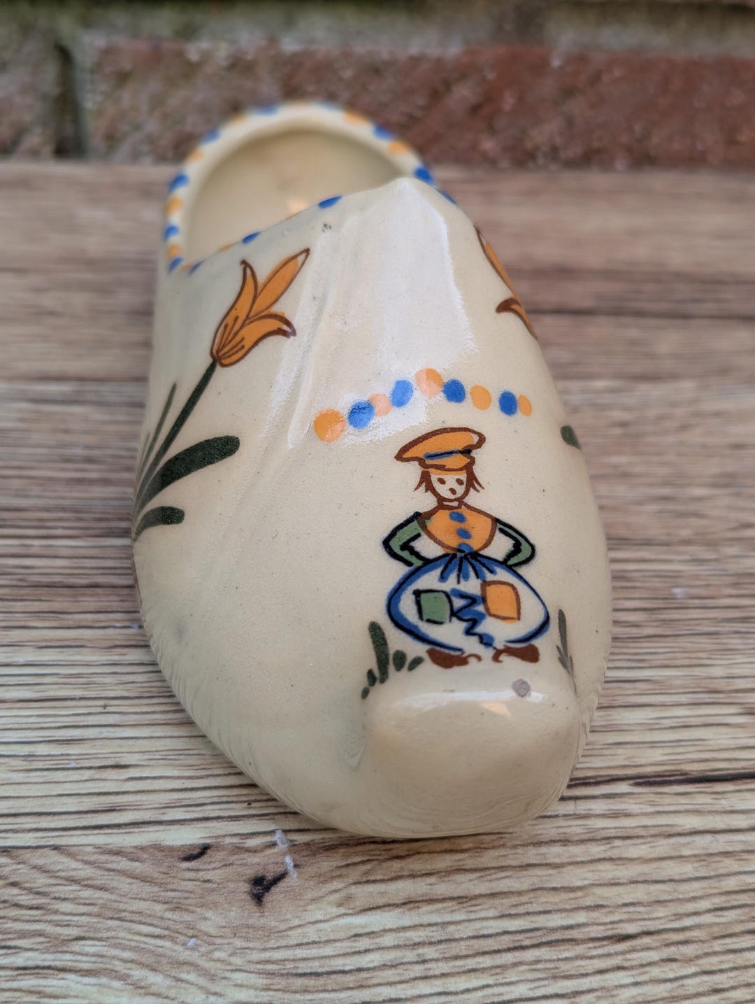 Vintage Hartrox Pottery Clog, Hand Painted Dutch Boy & Flowers. Signed ...