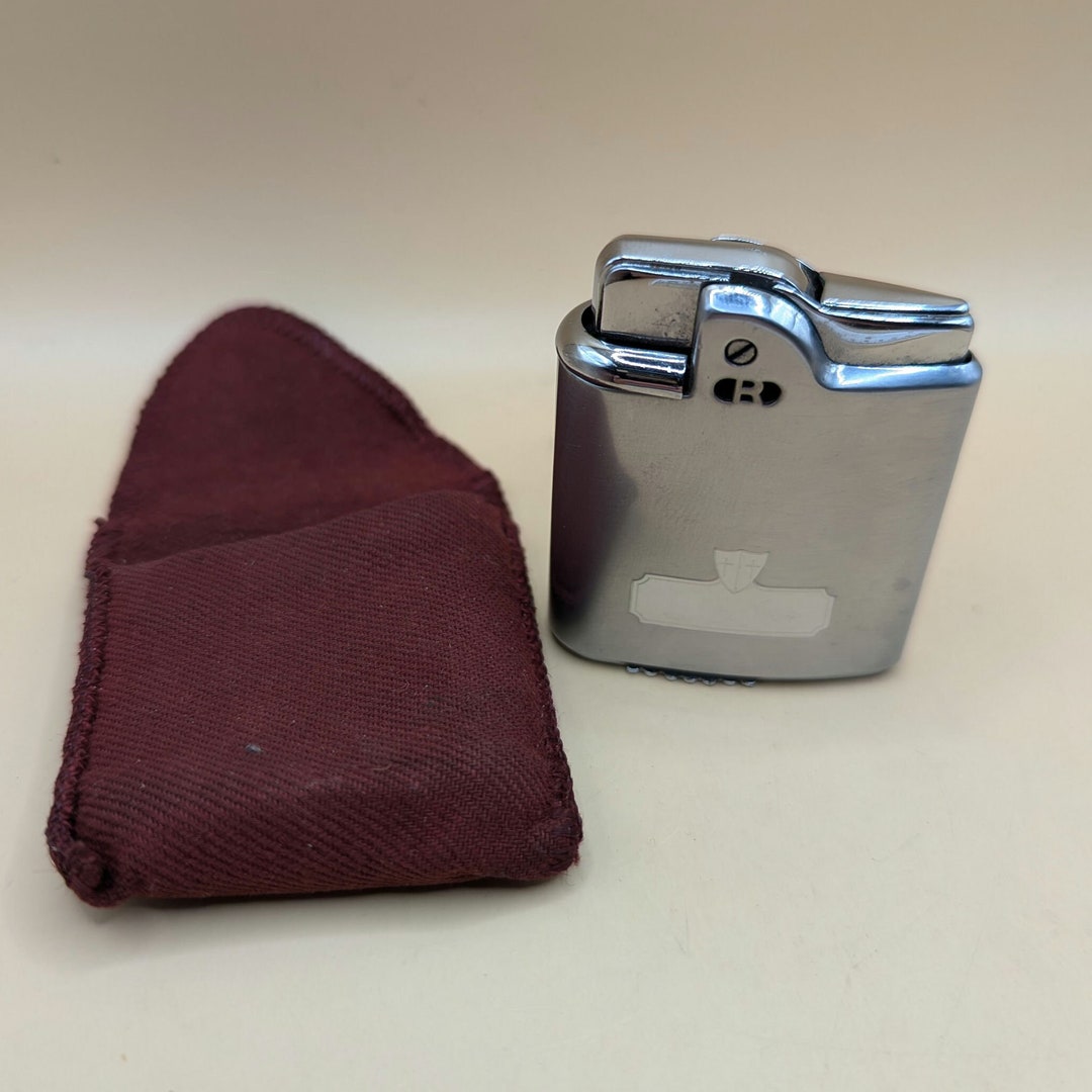 C.1955 Ronson “whirlwind” Petrol Lighter With Maroon Pouch – Chrome ...
