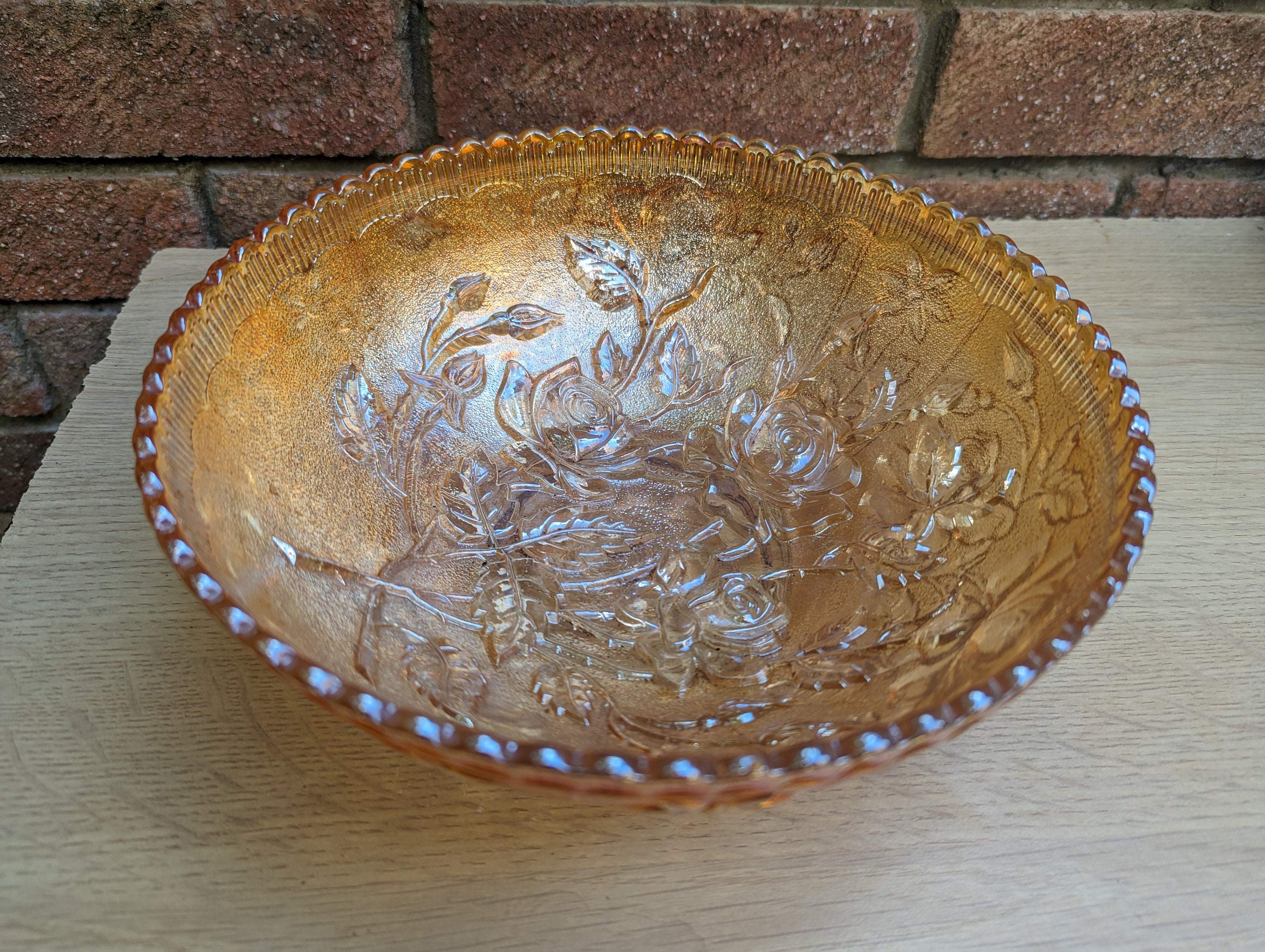 Marigold Carnival Glass Bowl Sawtooth Edge Bowl Imperial - Etsy