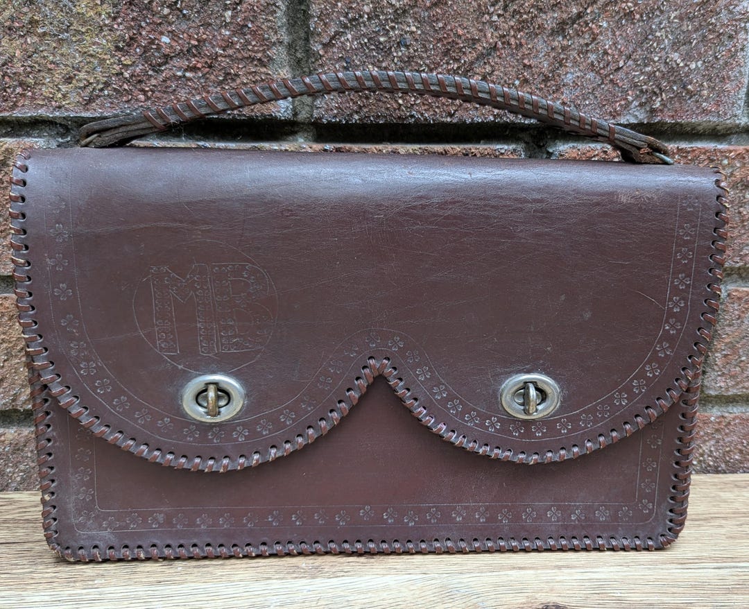 Georgous Leather Hand Stitched Bag in a Satchel Style. Some Damage on ...