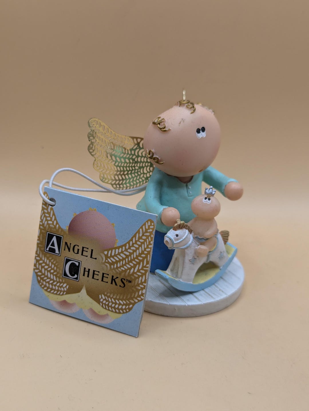 Rare Angel Cheeks Figurine With Rocking Horse With Attached Paperwork ...
