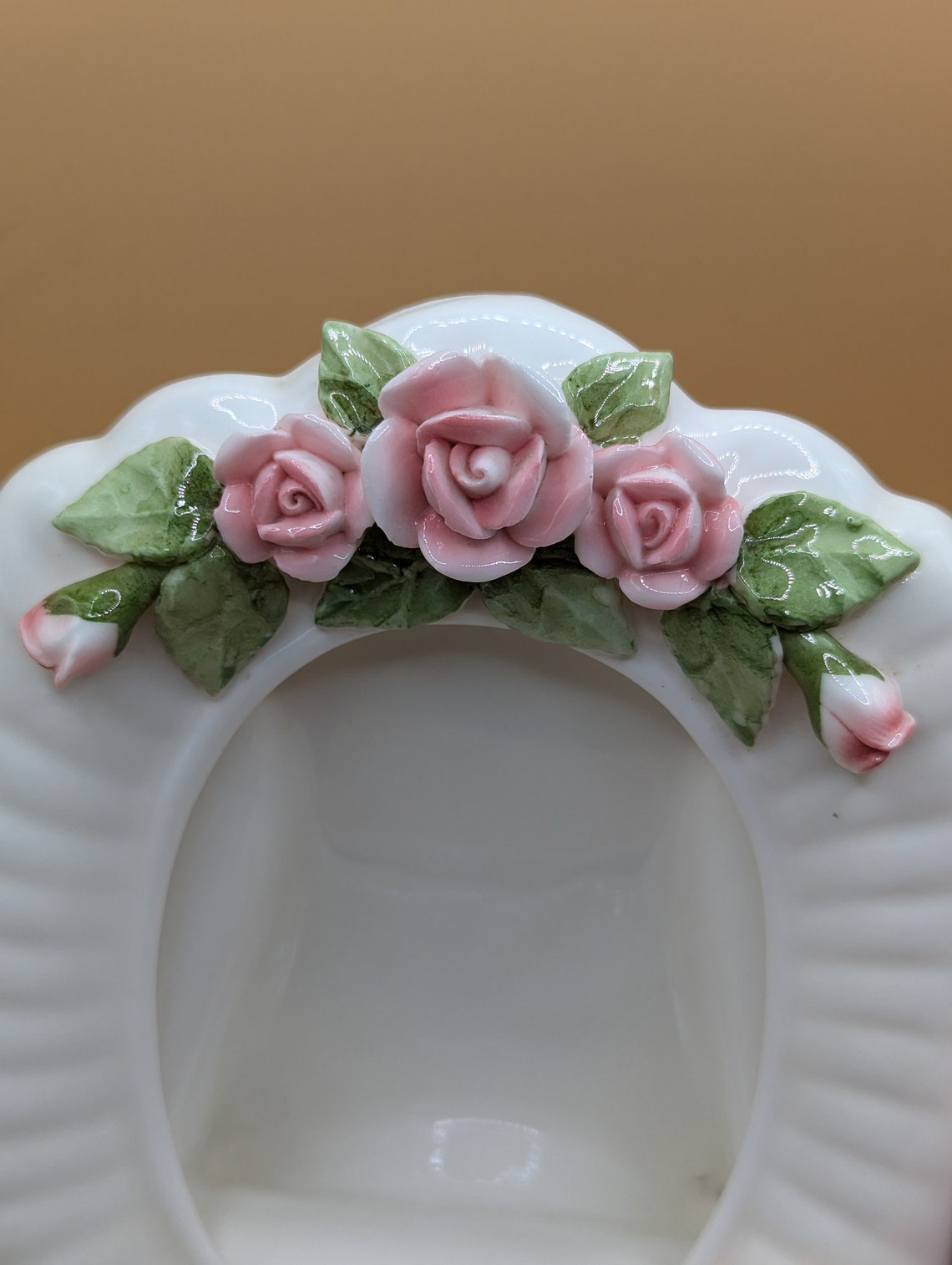 Vintage St Michael Pink Flower Porcelain Picture Frame Farmhouse Rustic ...