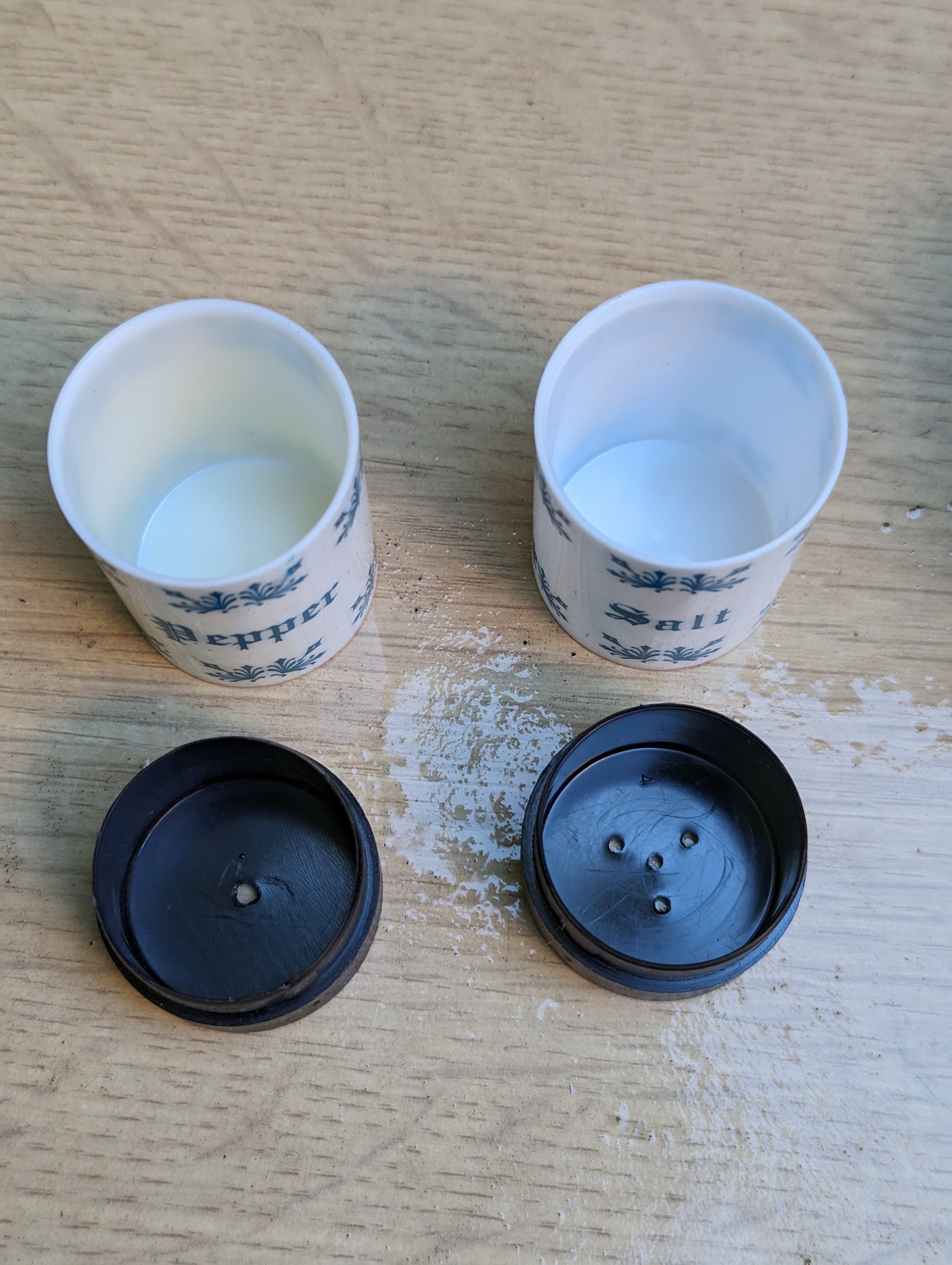Vintage Salt and Pepper Condiment Set, Blue and White - Etsy