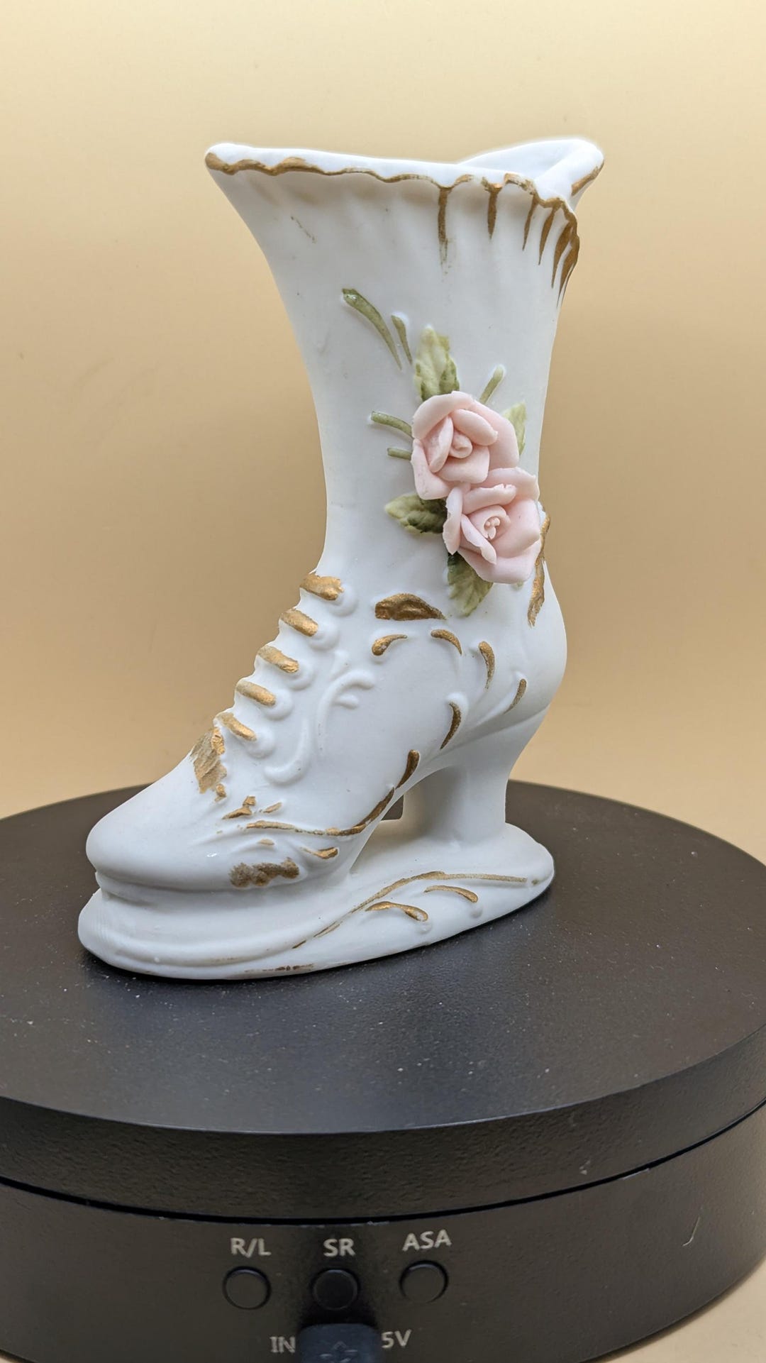 Italian Capodimonte-style Porcelain Boot Vase With Applied Roses and ...