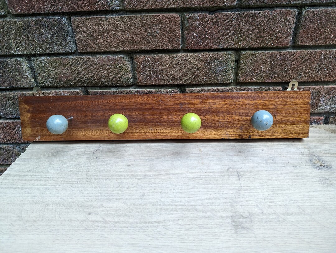 Four Hook 'atomic Balls' Coat Hook on a Backing of Mahogany. 2 Foot ...