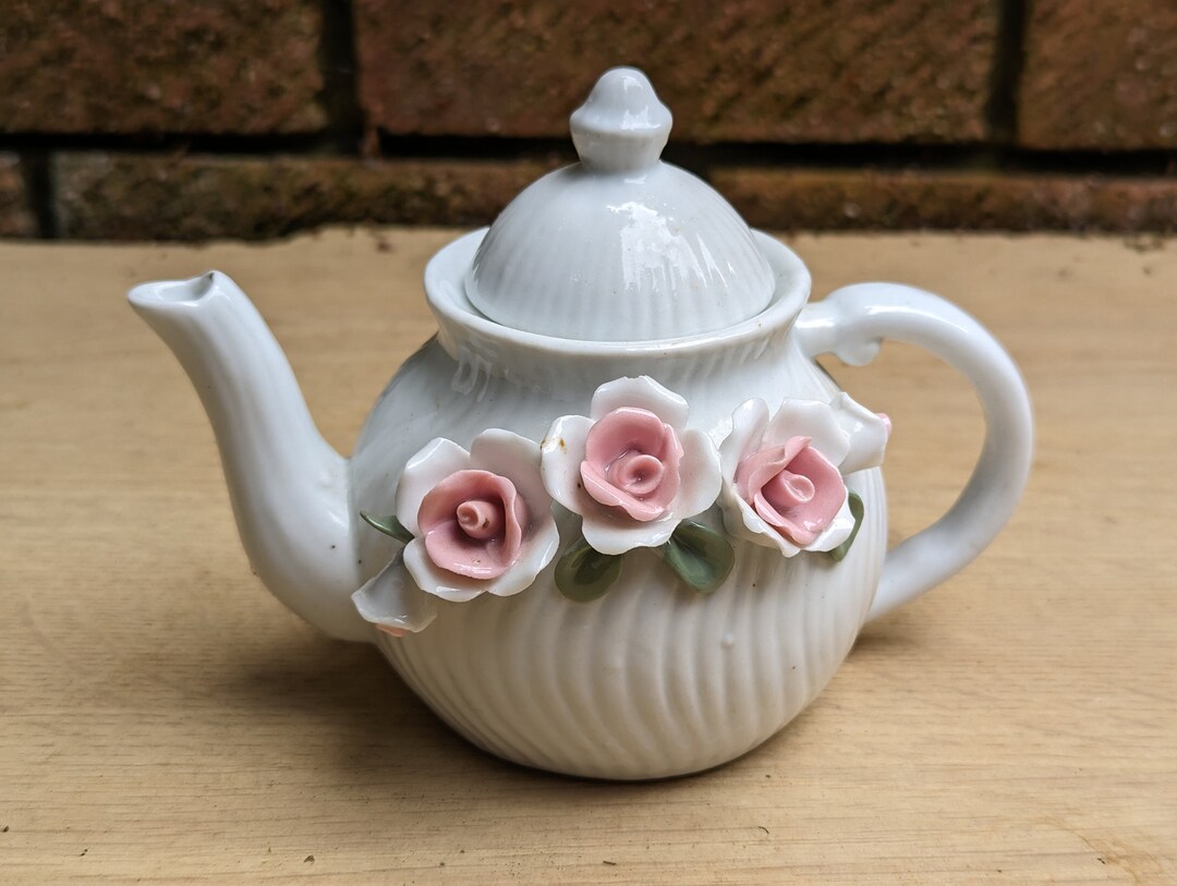 Vintage 3D Rose Flower Teapot Novelty Decorative Collectible Ceramic - Etsy