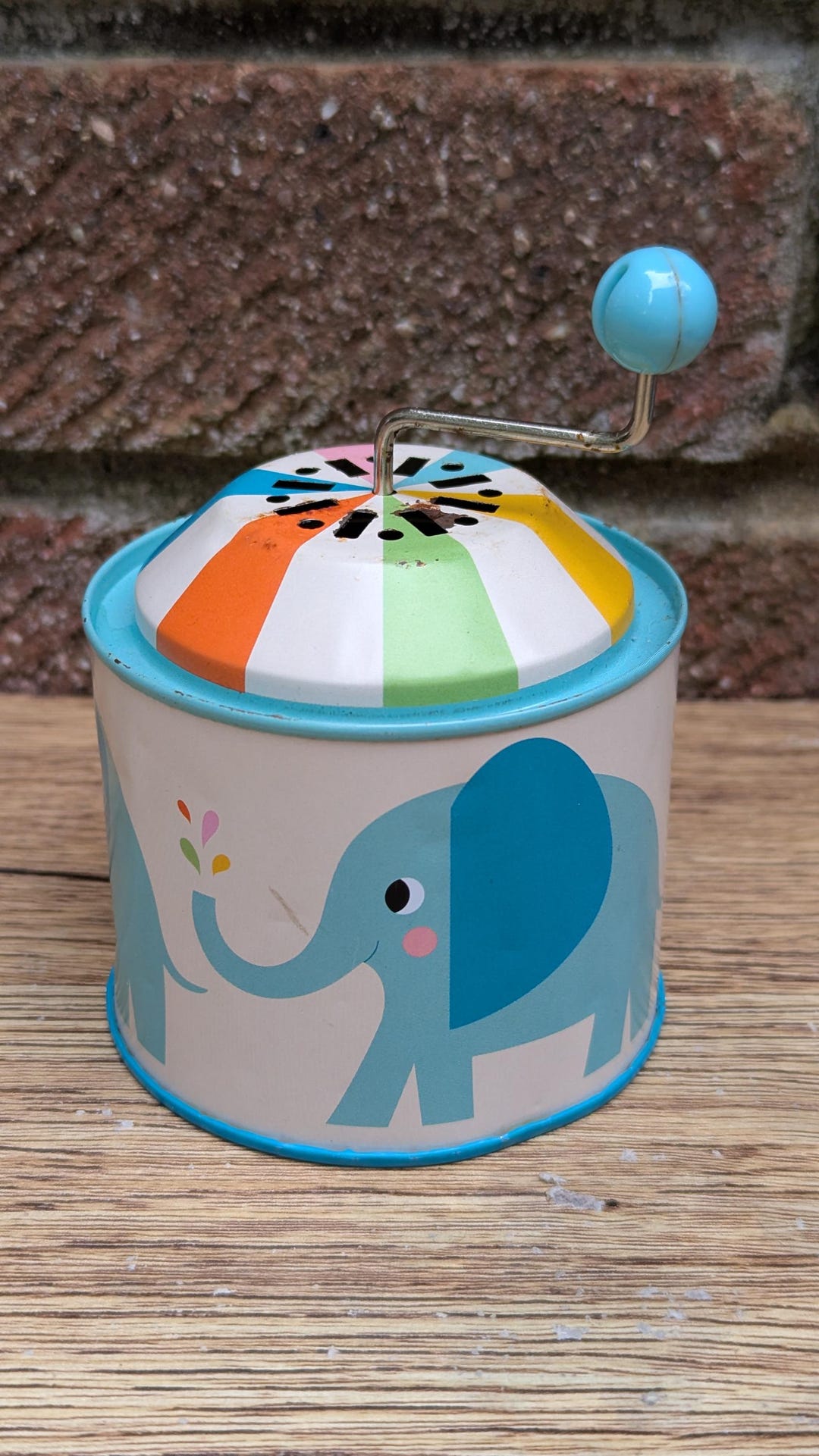 Rex London Tin Elephant Hand Crank Music Box – Colourful Circus Design ...