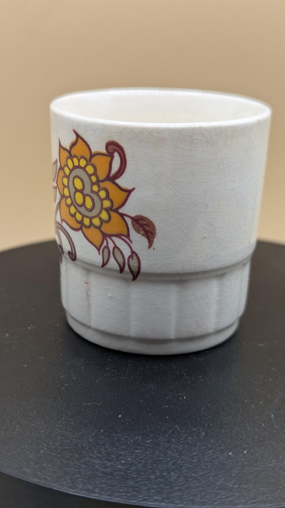 Retro Palissy England Egg Cup – Bold Orange & Yellow Flower Power ...