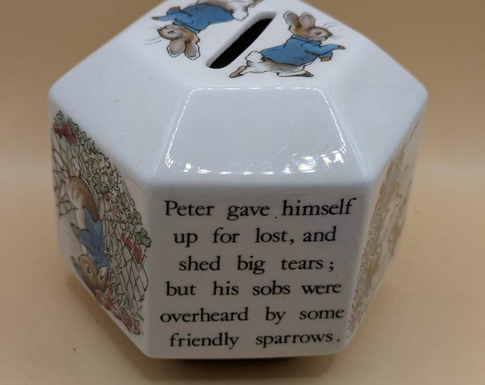 Vintage Ceramic PETER RABBIT Wedgwood Money Box Hexagonal Beatrix ...