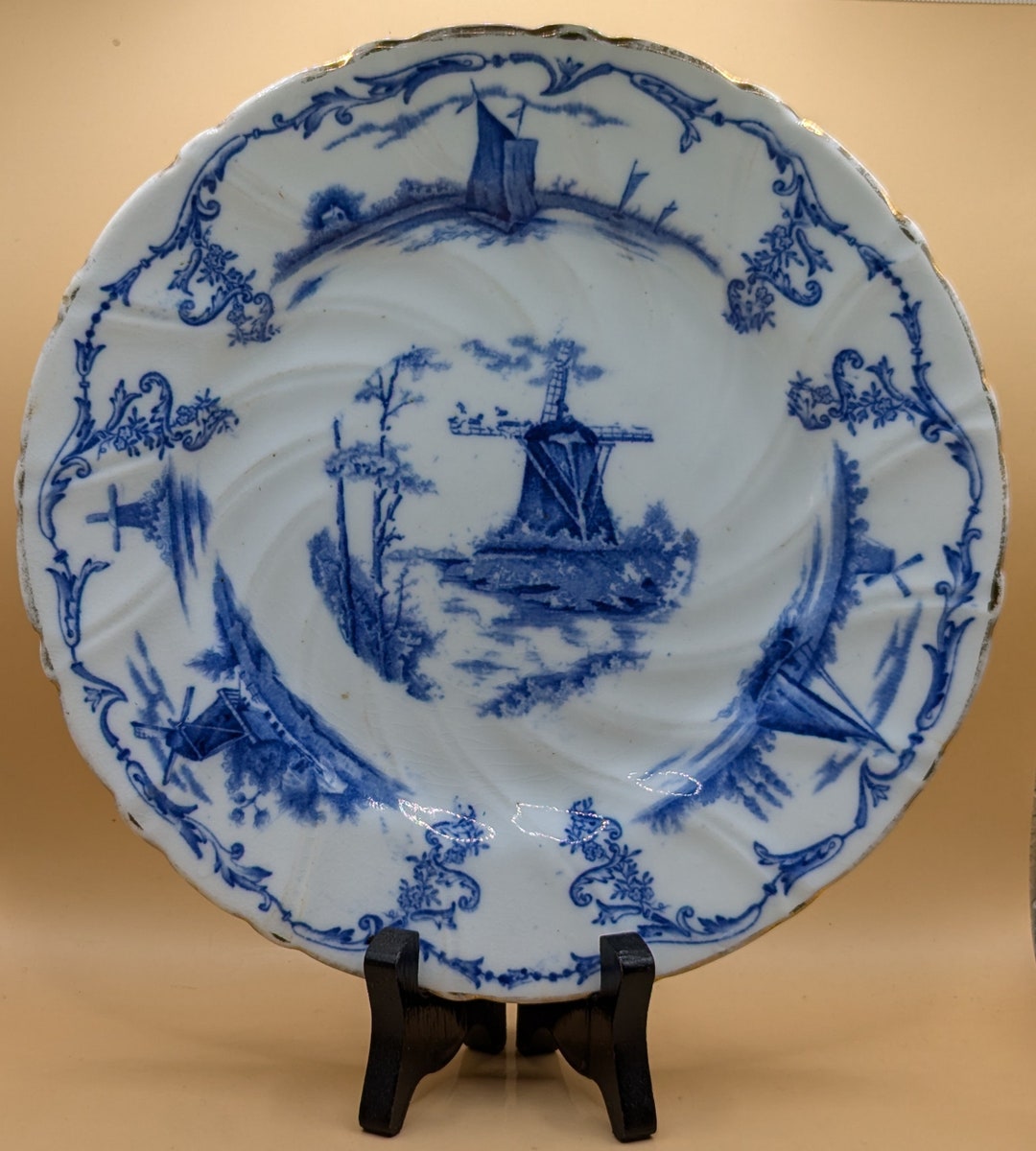 Antique 19th Century Blue and White Delph Dinner / Wall Hanging Plate ...