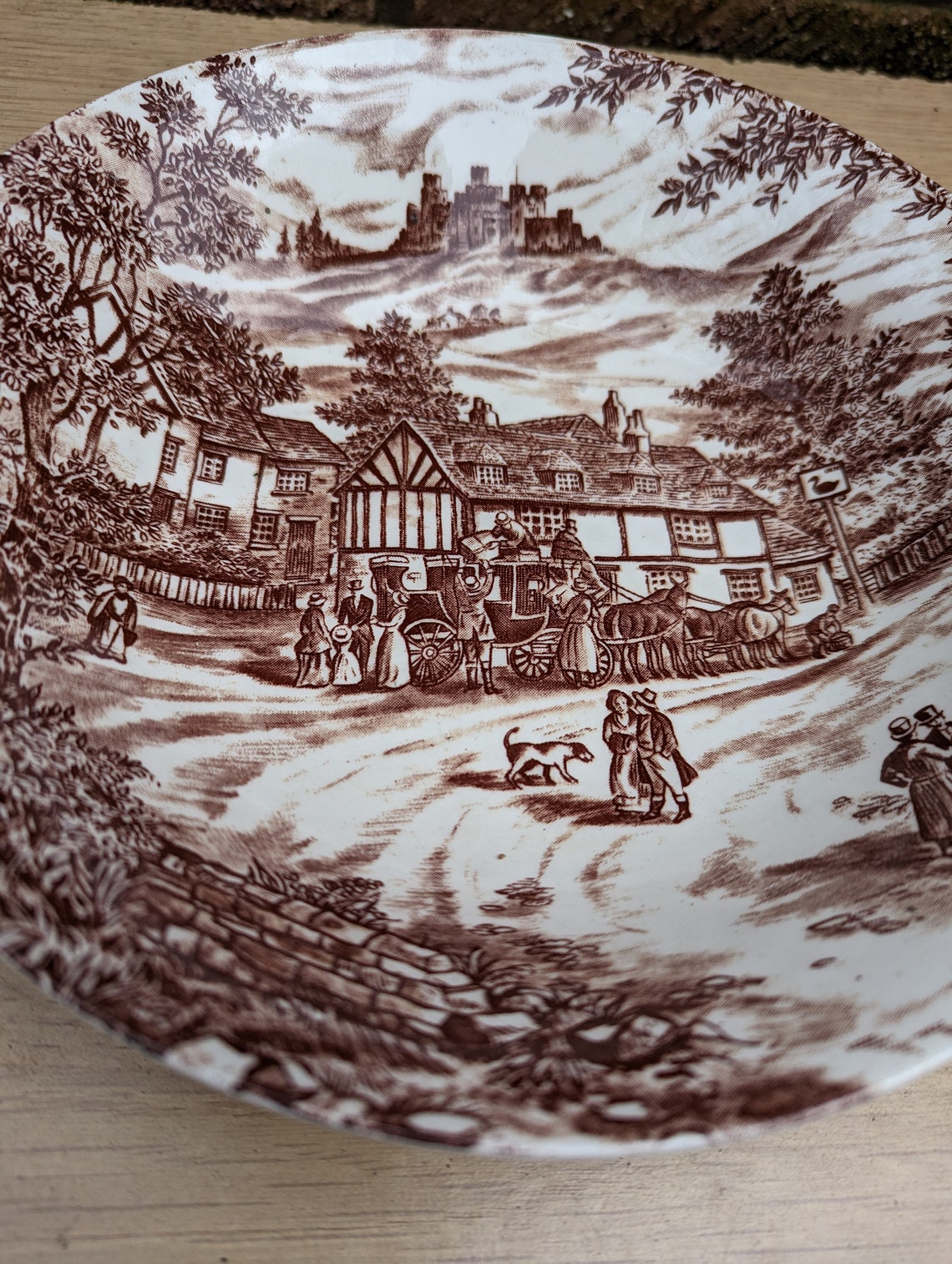 1950 Broadhurst "swan Inn" Brown Transferware Soup Bowl / England - Etsy