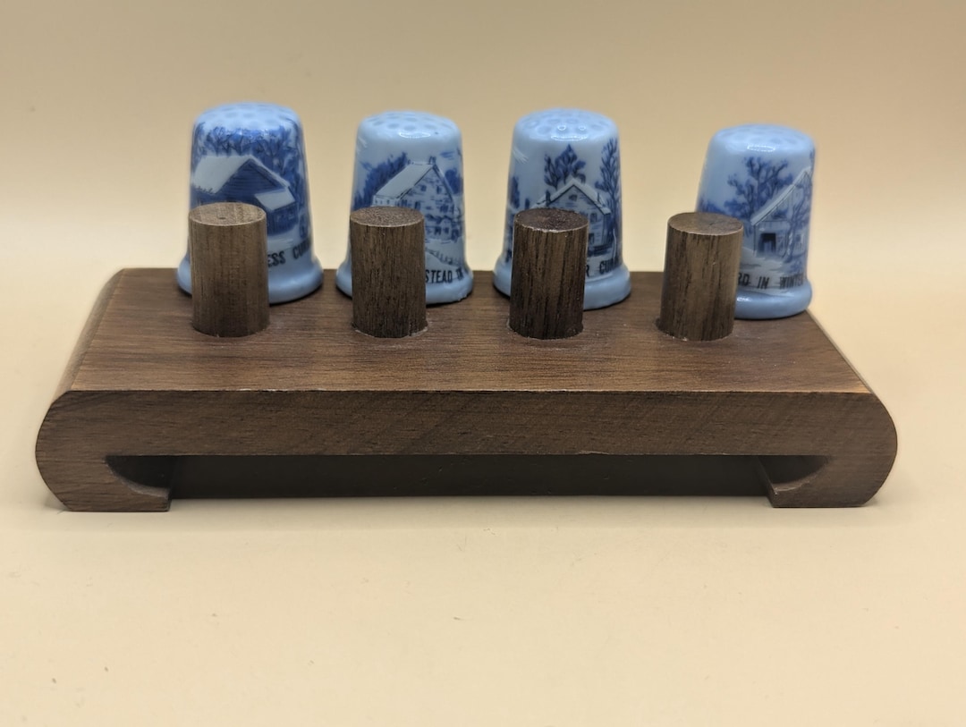 Vintage FOUR Rare Porcelain Thimbles Currier & Ives the Old Homestead ...