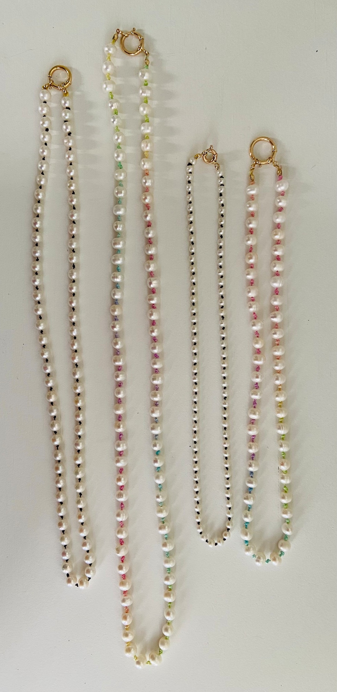 Hand Knotted Freshwater Pearl Necklace: Colorful Silk, Sterling Silver ...