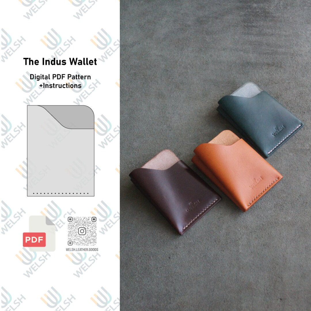 The Indus Leather Wallet Pdf Pattern, Leather Wallet Template, Cardholder Pattern Pdf ...