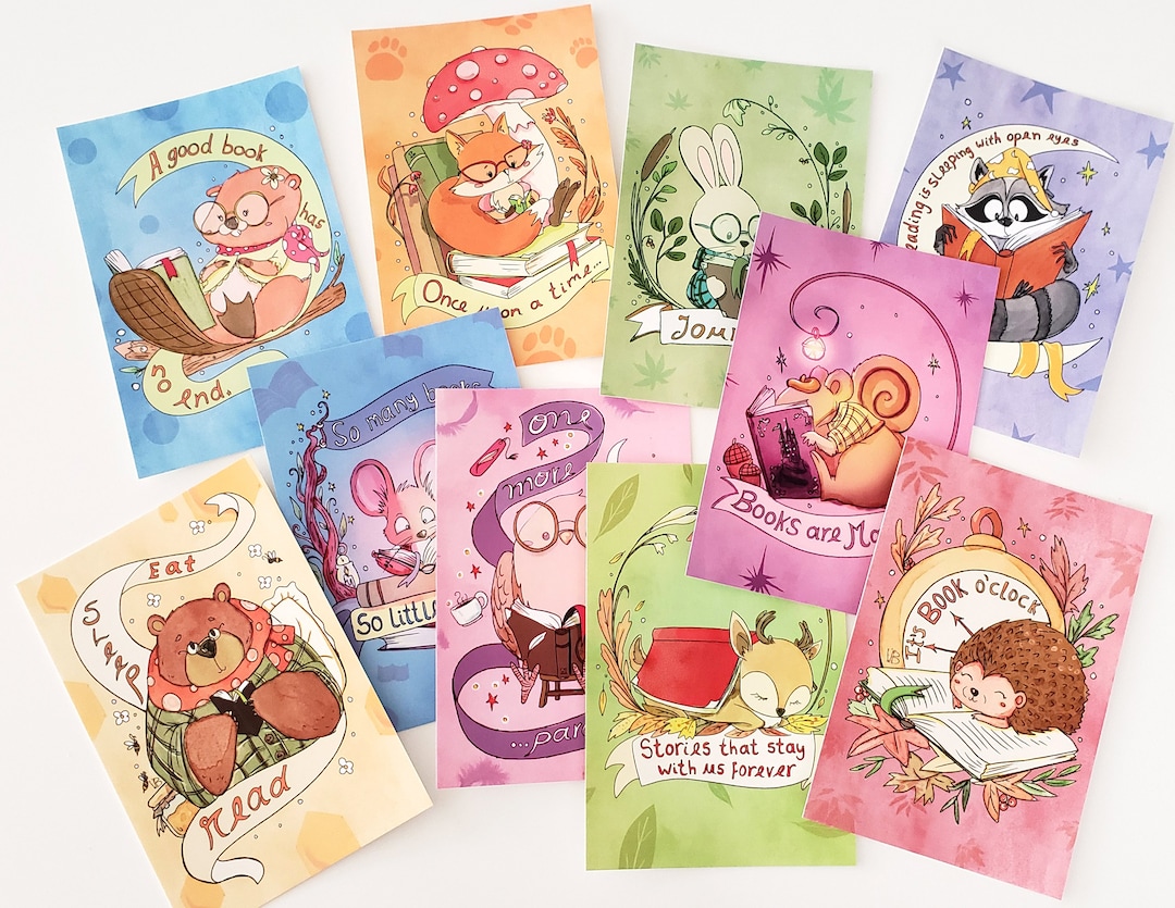10 Different Animal Postcards Bookish Book Club & Set - Etsy