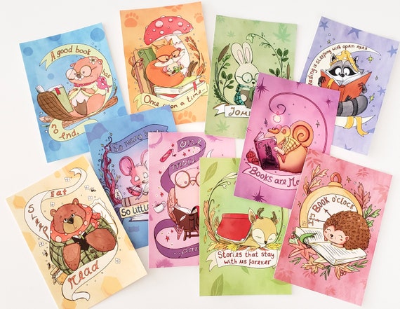 10 Different Animal Postcards Bookish Book Club - Etsy