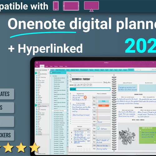 One Note Template Digital Planner 2023 2024 Onenote Stickers - Etsy