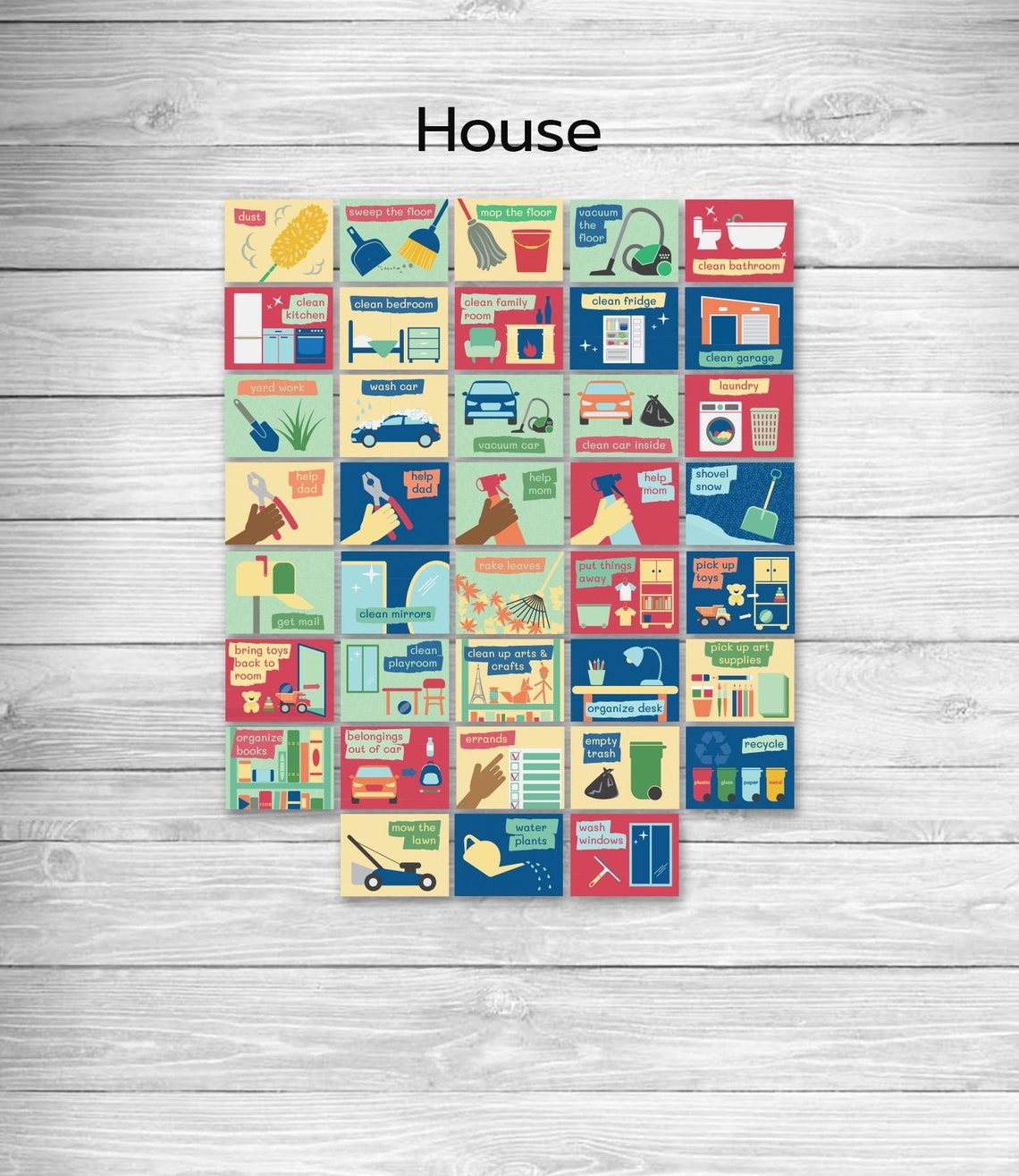 Chore Cards for Kids Printable Set of 120 - Etsy