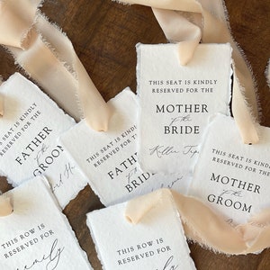 Deckled Edge Reserved Seating Tag With Ribbon | Customizable - Etsy