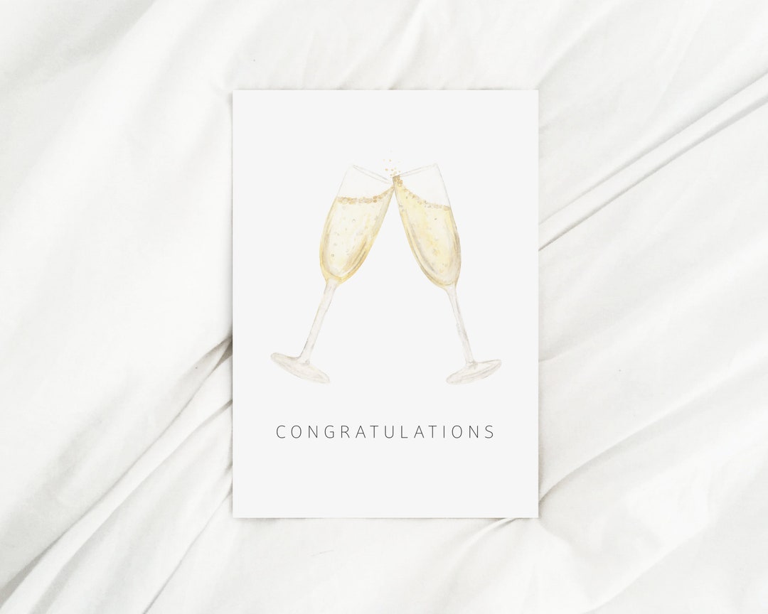 Watercolour Congratulations Card | Handpainted | Champagne Card - Etsy UK