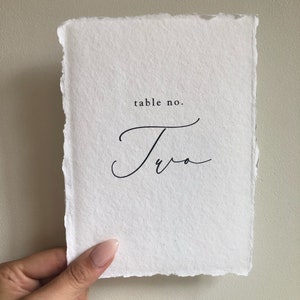 Deckled Edge Paper Wedding Table Numbers | 5x7 | Script - Etsy