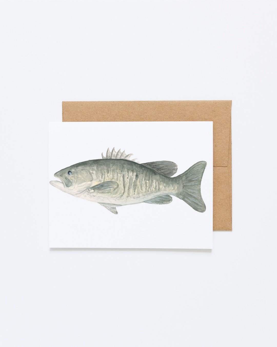 Watercolour Bass Fish Card Fishing Card 5X7 - Etsy