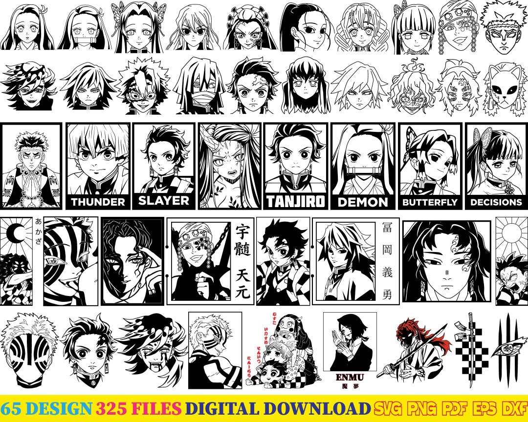 65 Designs | Anime Bundle SVG Digital Download | Japanese SVG | | Anime ...
