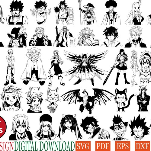 40 Designs Anime Bundle SVG Digital Download Japanese SVG - Etsy