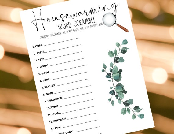 Housewarming Word Scramble Garden Rustic Theme - Etsy