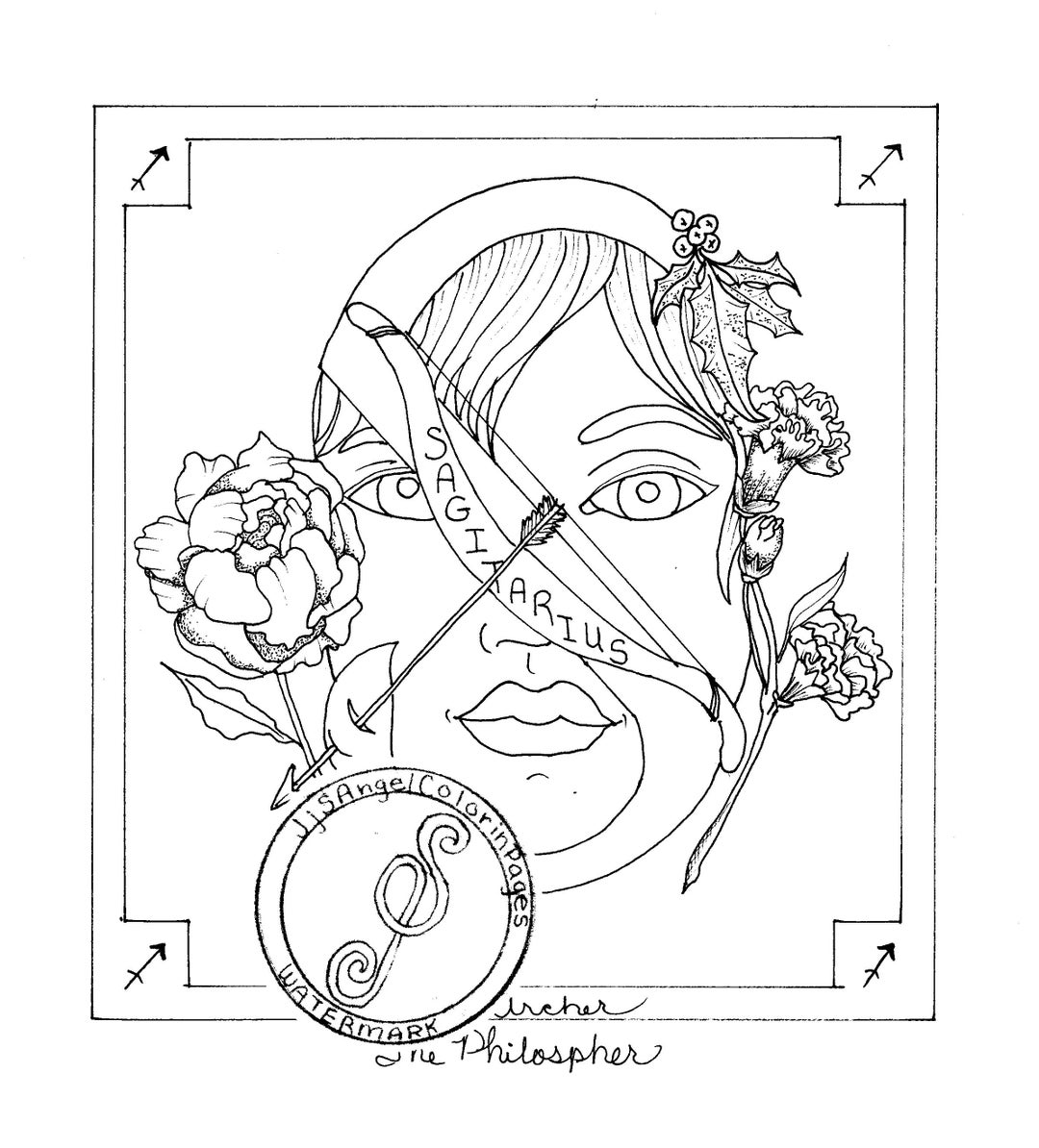 Sagittarius, Zodiac, Horoscope Coloring Page - Etsy