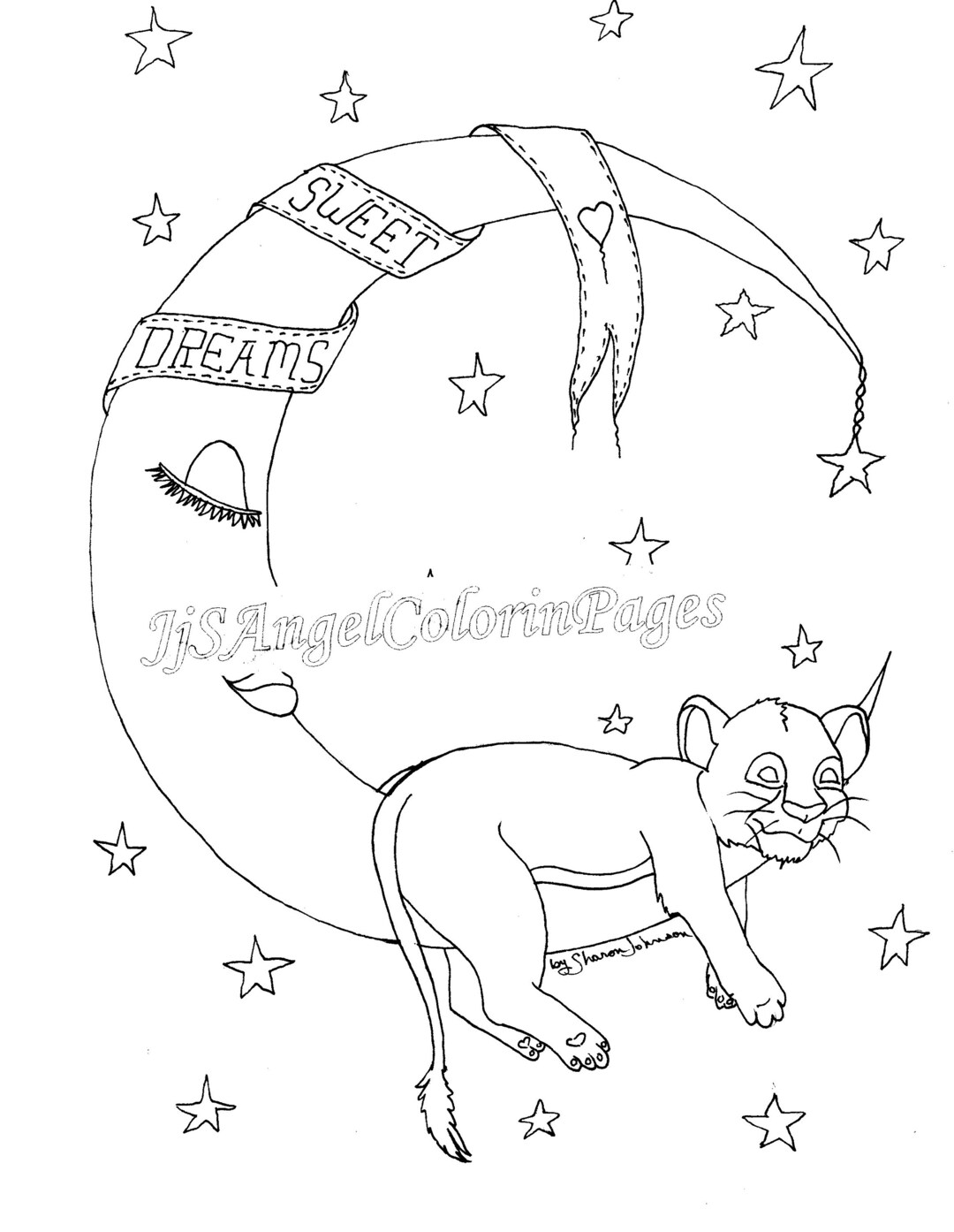 Moon, Lion Cub, Face, Sweet Dreams,original - Etsy
