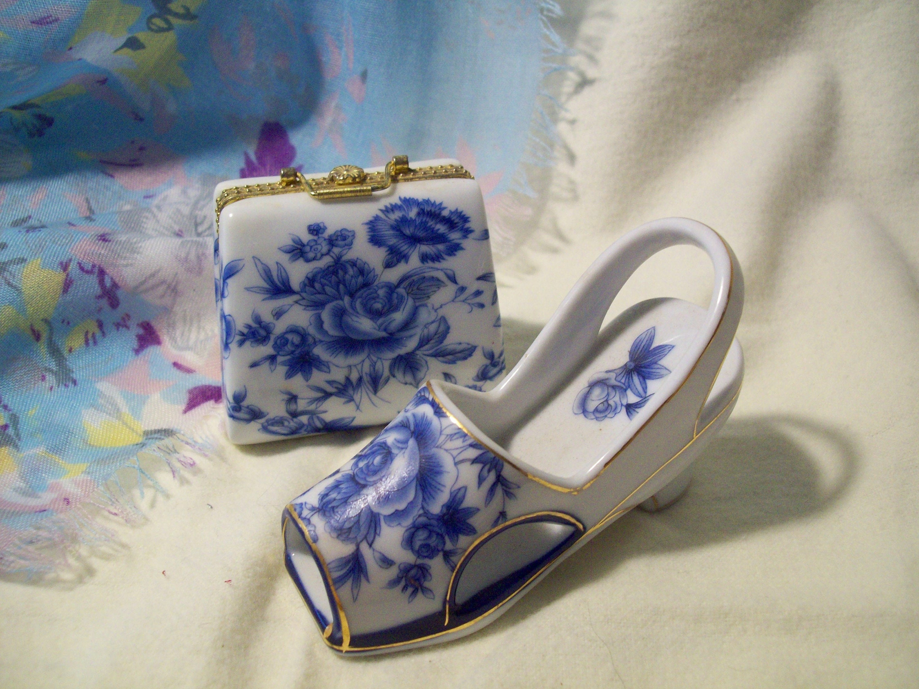 Miniature Matching Porcelain Purse and Shoe Set - Etsy