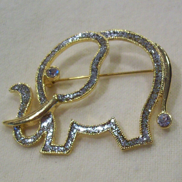 Rhinestone Elephant Pin - Etsy