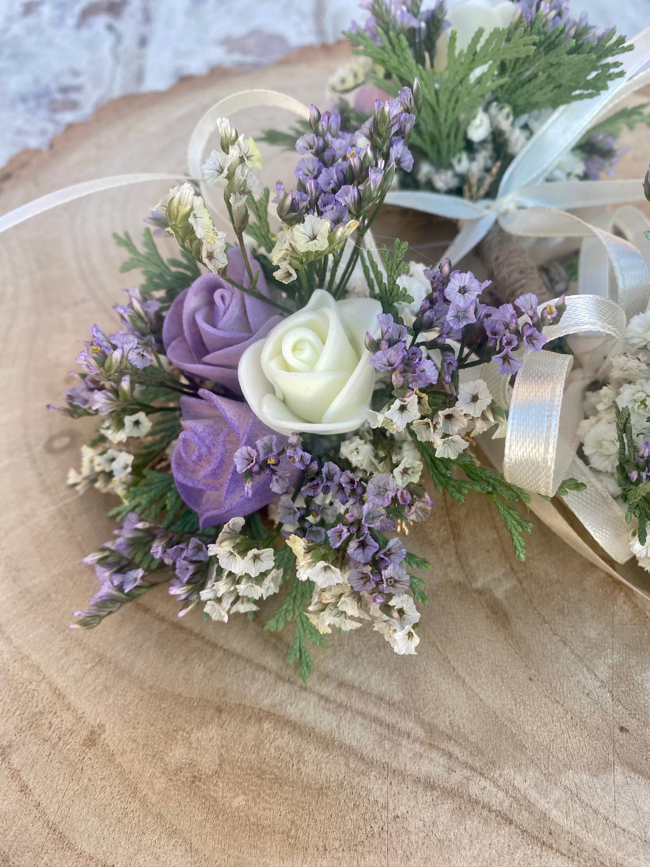 Purple Lavender Ivory White Wedding Buttonhole Rustic - Etsy UK