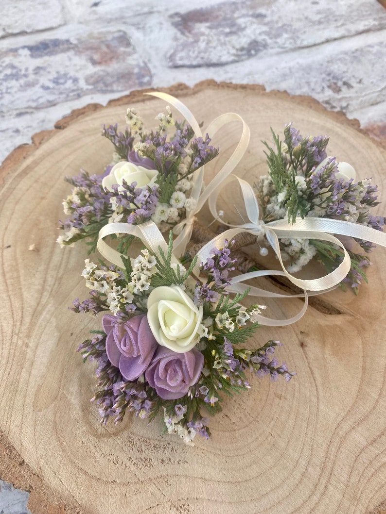 Purple Lavender Ivory White Wedding Buttonhole Rustic - Etsy UK