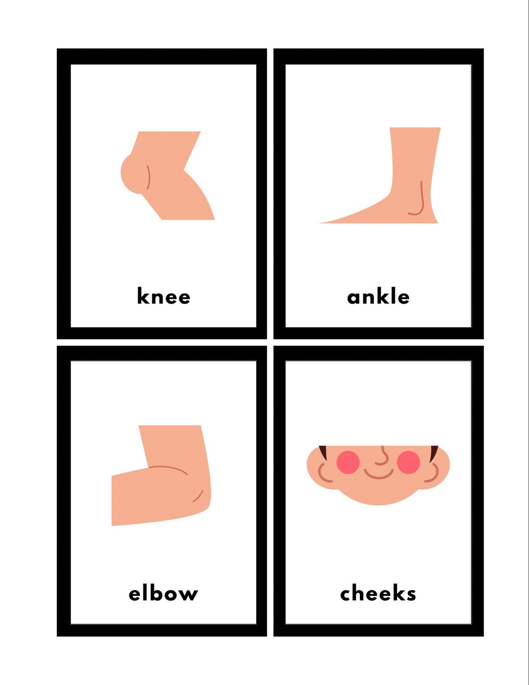 Body Parts Flashcards Educational Identify - Etsy Australia