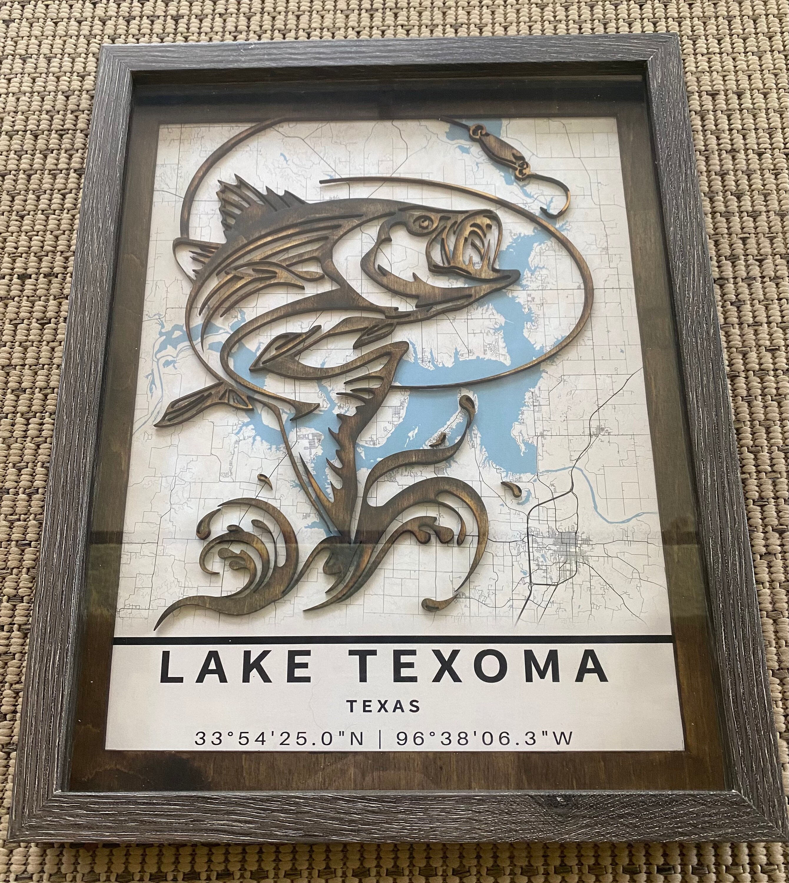Custom Bass Shadowbox, Striped Bass Art, Large Mouth Bass Art, Lake ...
