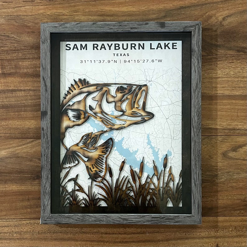 Custom Bass Shadowbox, Striped Bass Art, Large Mouth Bass Art, Lake ...